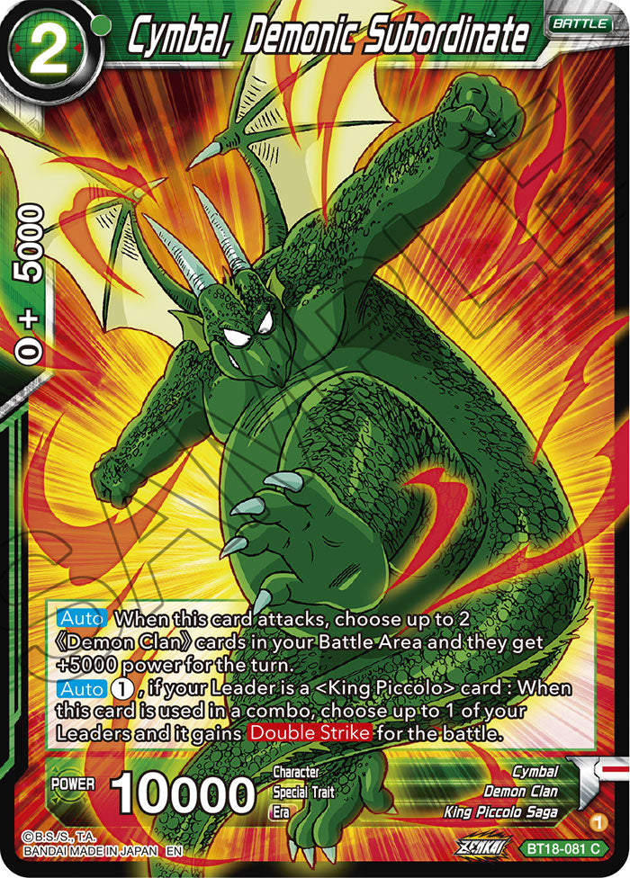 DBS Dawn of the Z-Legends BT18-081 Cymbal, Demonic Subordinate Foil – JGC Collectables
