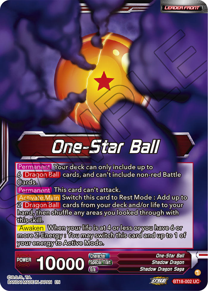 DBS Dawn of the Z-Legends BT18-002 One-Star Ball / Syn Shenron, Despai ...